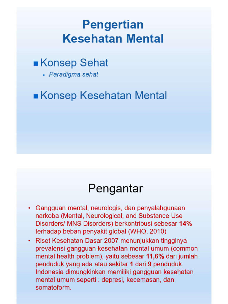 2 Pengertian Kesehatan Mental | PDF | Pengembangan Diri