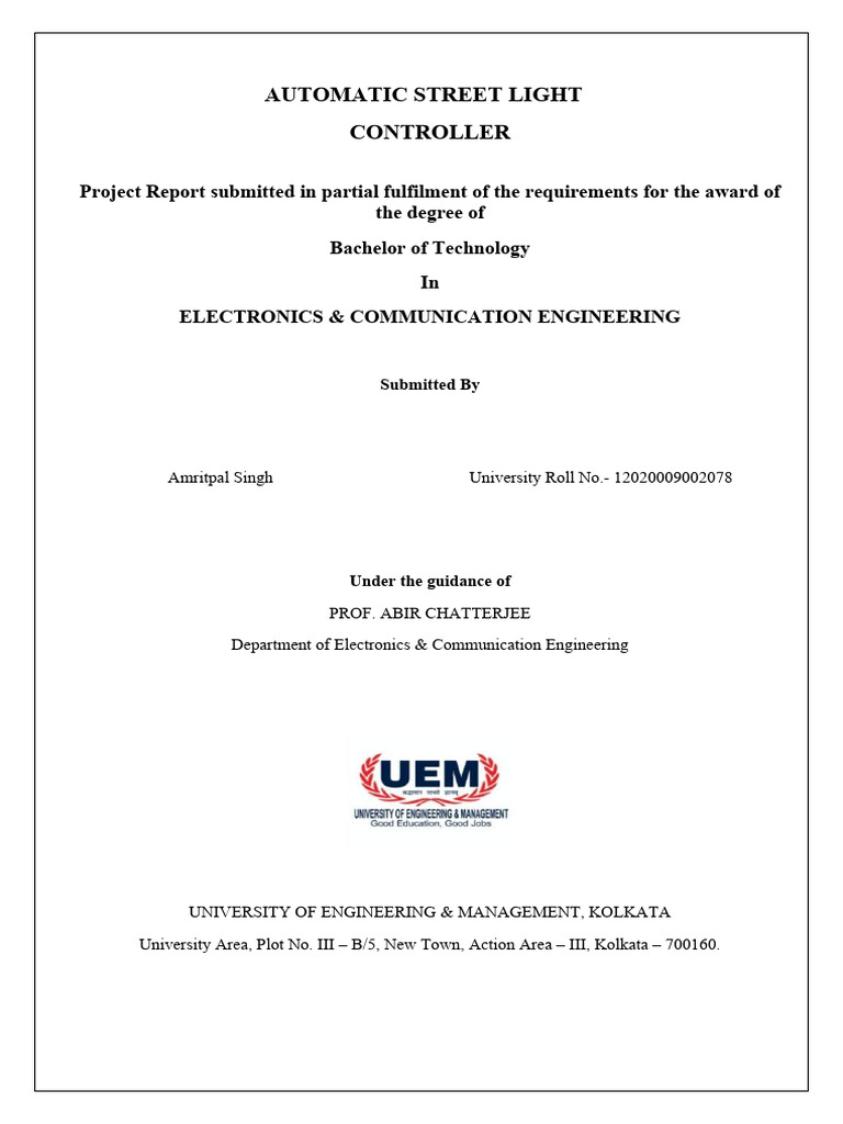Uemk Btech Ece Final Year Project Report Format | PDF | Engineering