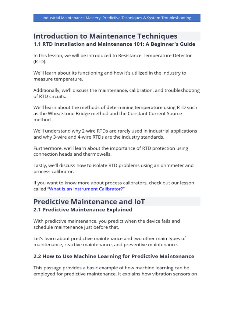 0 - Intro - Industrial Maintenance Mastery Predictive Techniques & System Troubleshooting | PDF ...