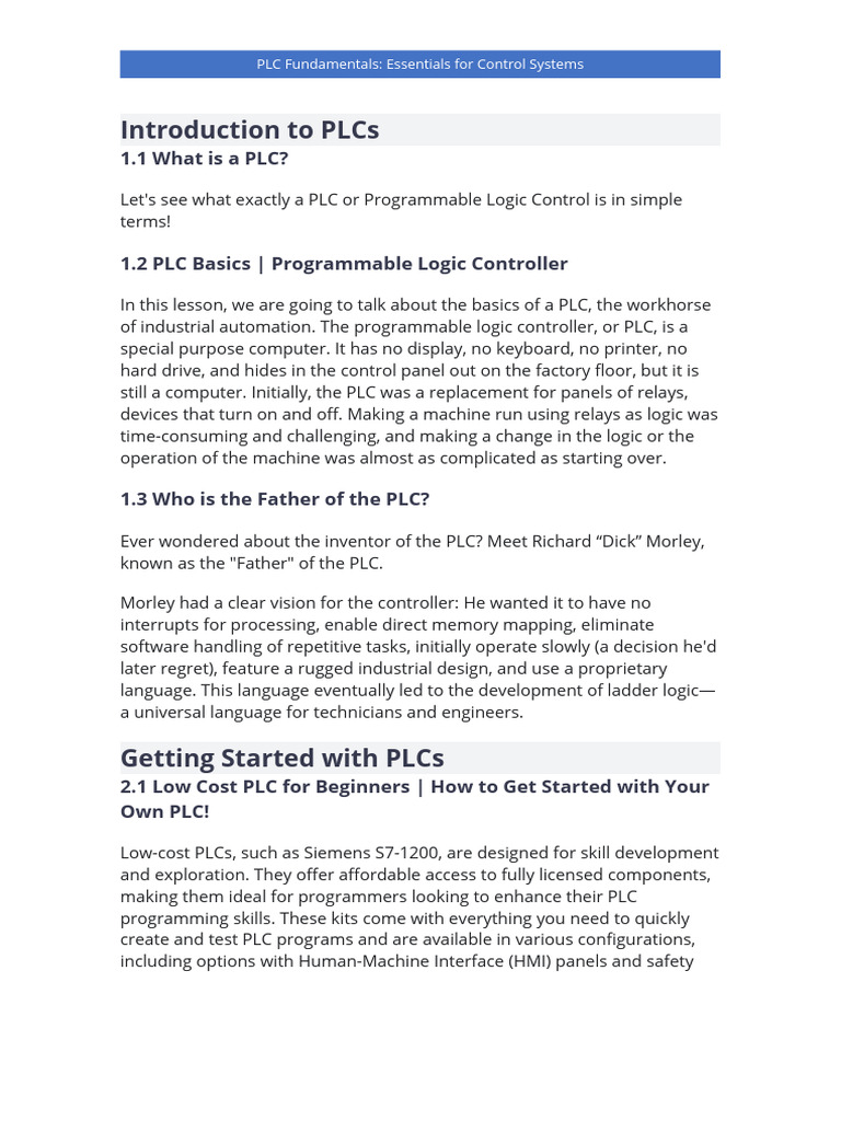 0 Intro Plc Fundamentals Essentials For Control Systems Pdf Programmable Logic 0527