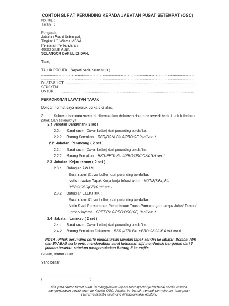 Contoh Cover Letter OSC | PDF