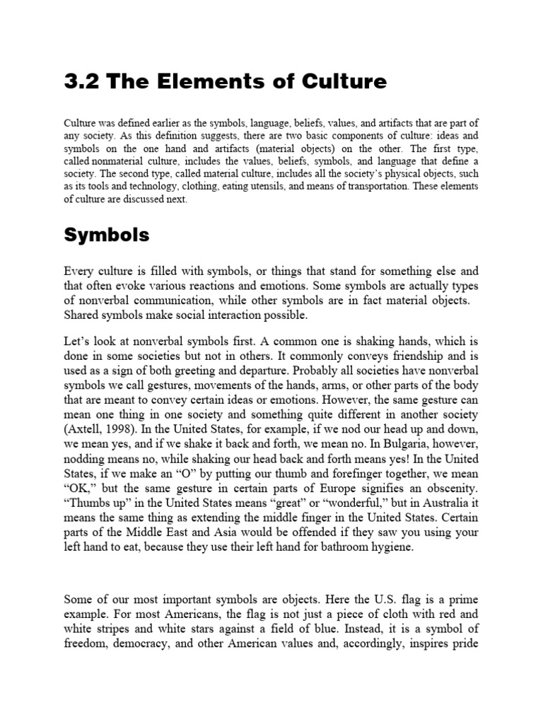 Elements of Culture Handout | PDF | Abortion | Symbols