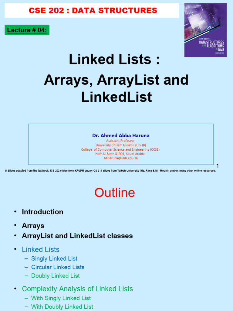 Lecture 04 - Linked Lists - Arrays, ArrayList, LinkedList | PDF ... Lecture 04 - Linked Lists - Arrays, ArrayList, LinkedList | PDF ...