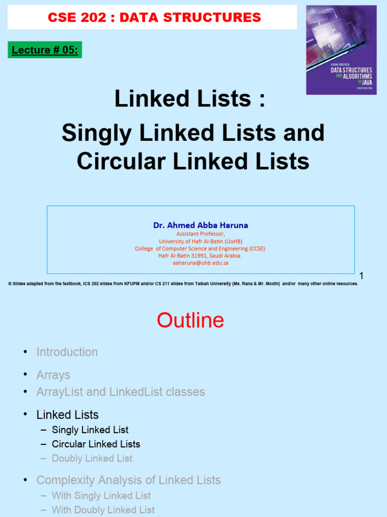 Lecture 05 - Linked Lists - Singly Linked Lists and Circular Linked ... Lecture 05 - Linked Lists - Singly Linked Lists and Circular Linked ...