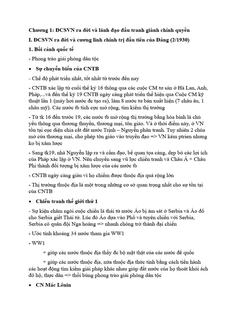Chương 1 ĐCSVN ra đời và lãnh đạo đấu tranh giành chính quyền | PDF