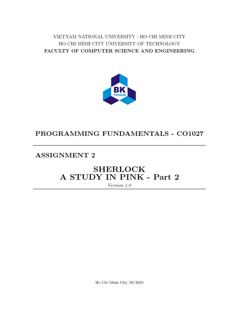 Sherlock Programming Assignment | PDF | Method (Computer Programming) | Constructor (Object ...