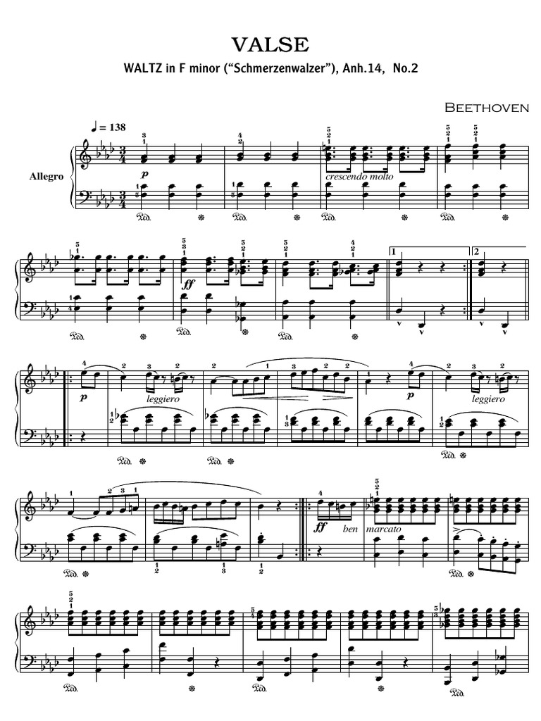 01 VALSE en Fa Mineur Beethoven | Download Free PDF | Musical Compositions | Elements Of Music