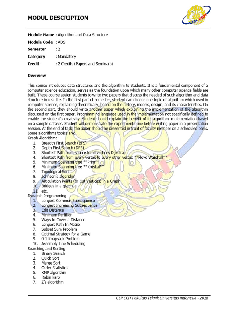 SILABUS Algorithm and Data Structure | PDF | Prime Number | Factorization