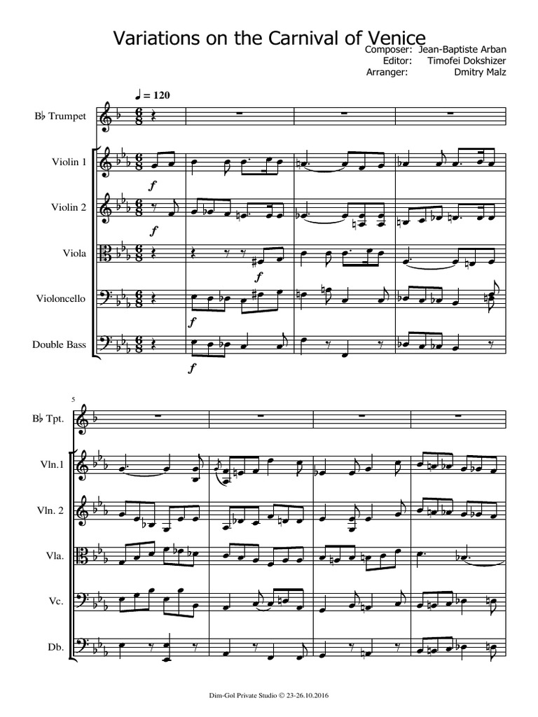 Variations On The Carnival of Venice | PDF | Musical Techniques | Music ...
