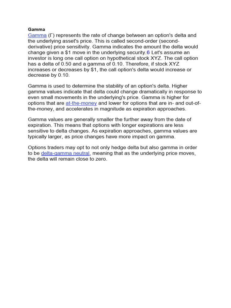 Option Metrics - Gamma | PDF