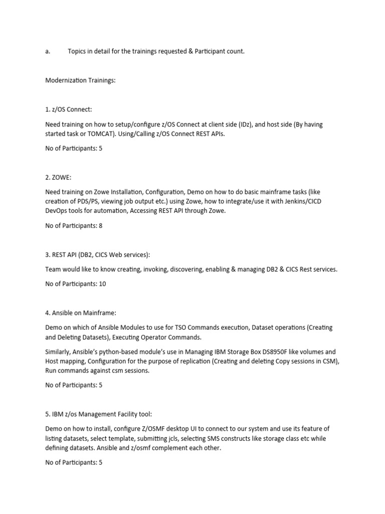 Mainframe Modernization Training Requirement | PDF | Computers