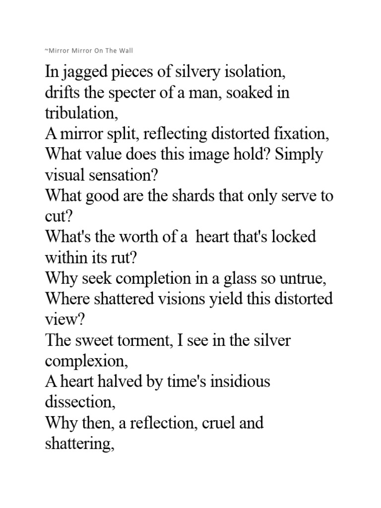 Mirror Mirror On The Wall | PDF | Poetry