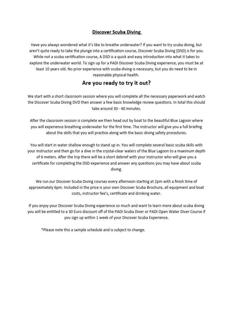 Discover Scuba Diving Write Up | PDF