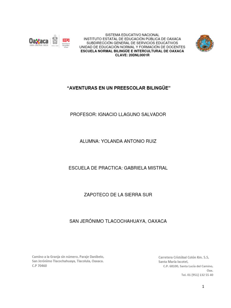 Proyecto de Educación Bilingüe en Oaxaca | PDF | Educación de la ...