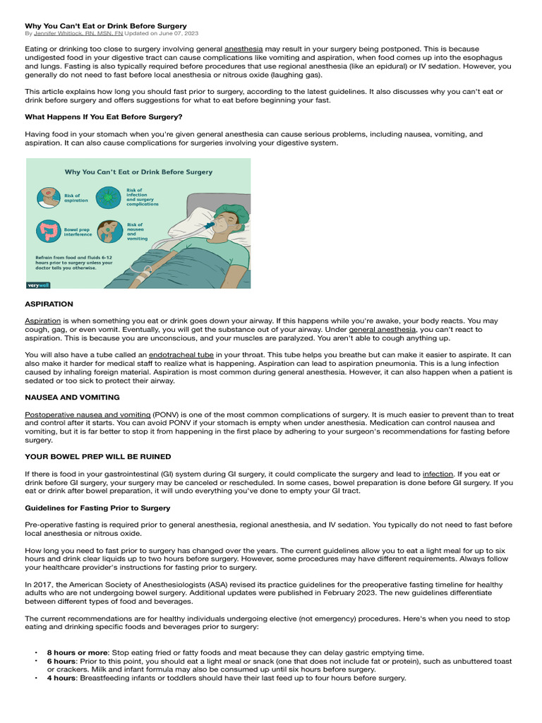 Preop Fasting | Download Free PDF | Surgery | Anesthesia
