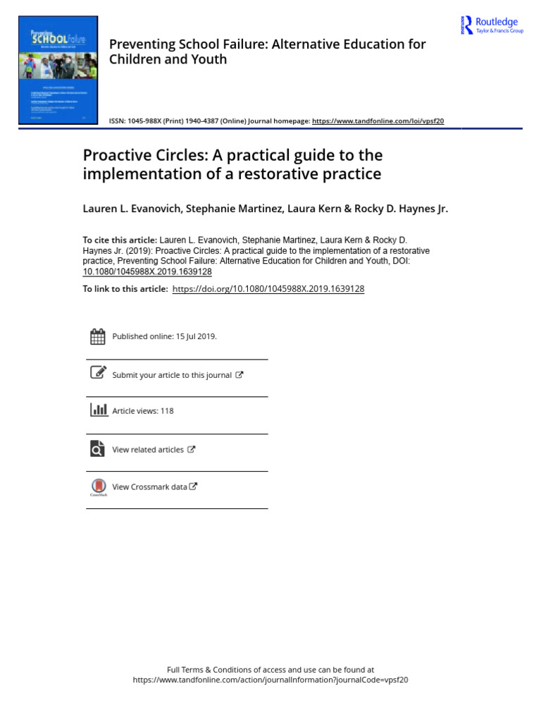 Proactive Circles: A Practical Guide To The Implementation of A Restorative Practice | PDF ...