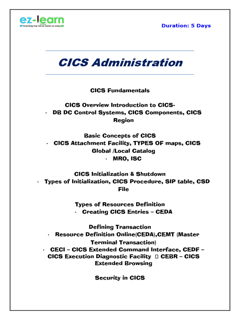 CICS Administration and Fundamentals | PDF