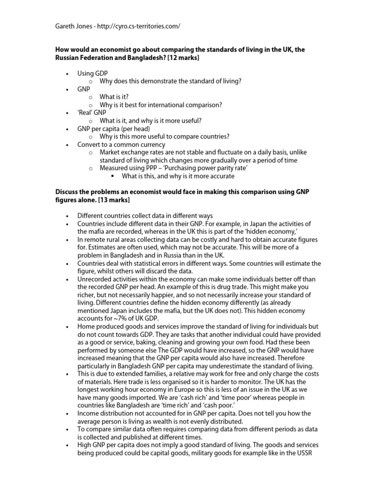 Measuring Standard of Living Outline Notes | PDF | Purchasing Power ...