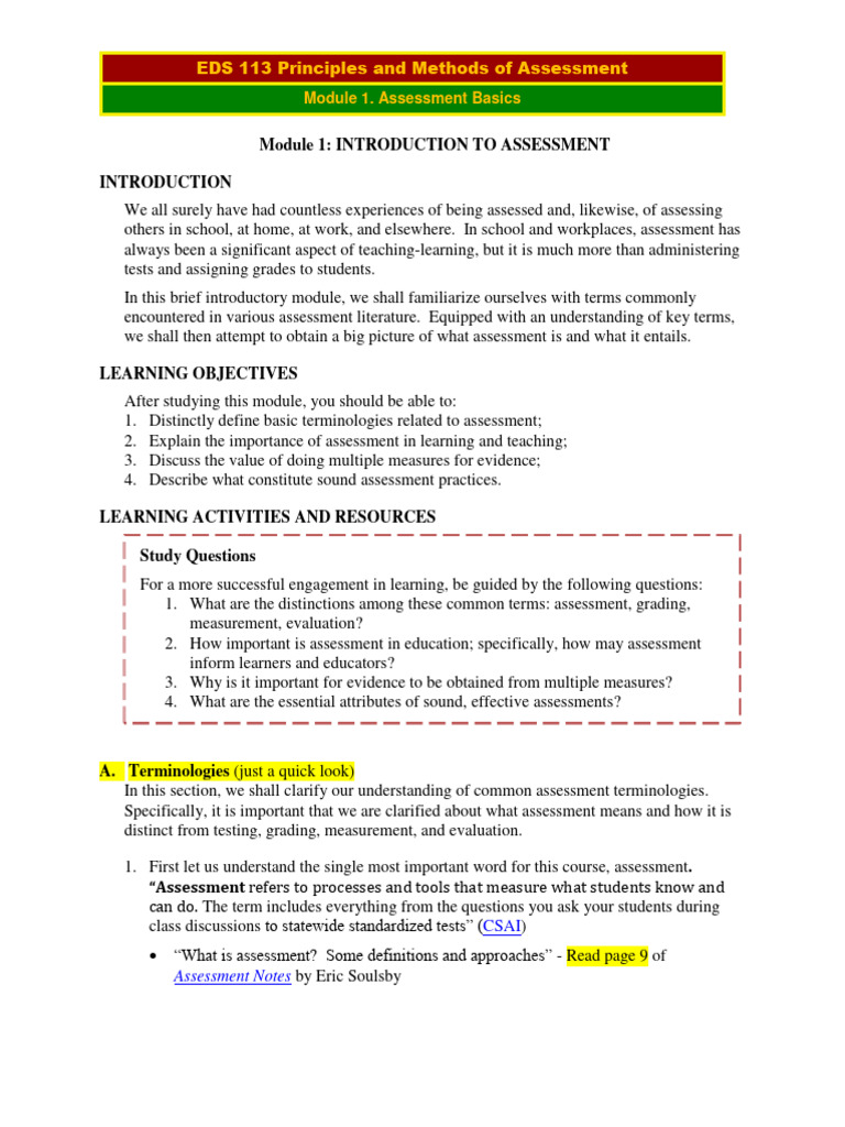 1 Introduction To Assessment 2022b | PDF | Educational Assessment | Learning