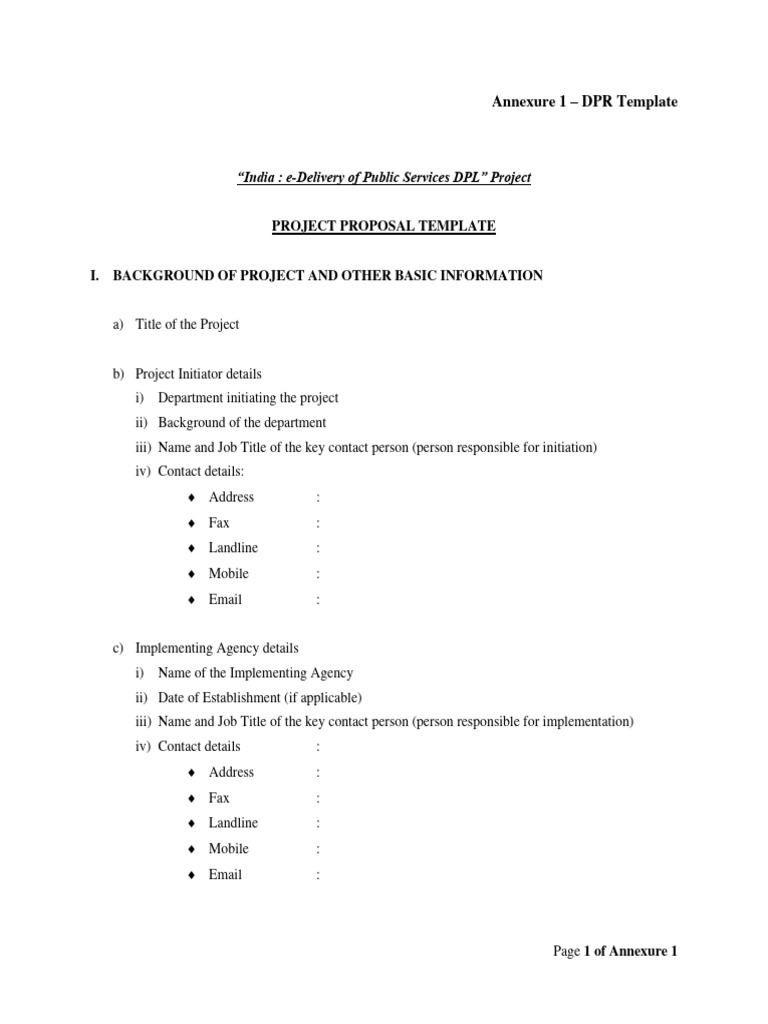 Annexure - DPR Template - World Bank Assited Projects | PDF | Public ...