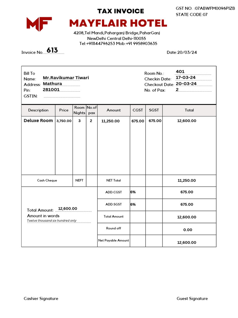 TAX INVOICE - Delhi | PDF | Sales | Trade