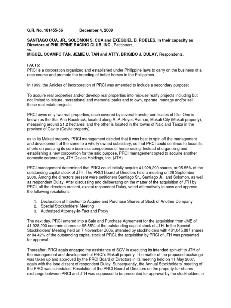 Derivative Suit in PRCI Case | PDF | Lawsuit | Corporations