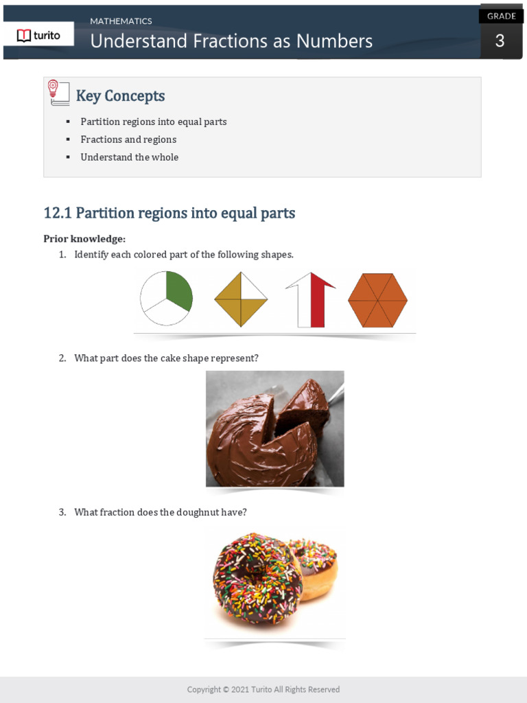Maths - Grade 3 - Understand Fractions As Numbers - Session 1 - Study material-USA | PDF ...