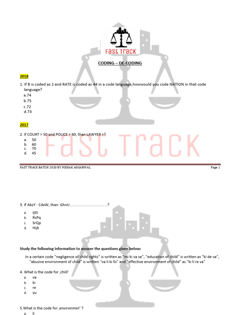 Coding De-coding Question | PDF | Blue | English Language