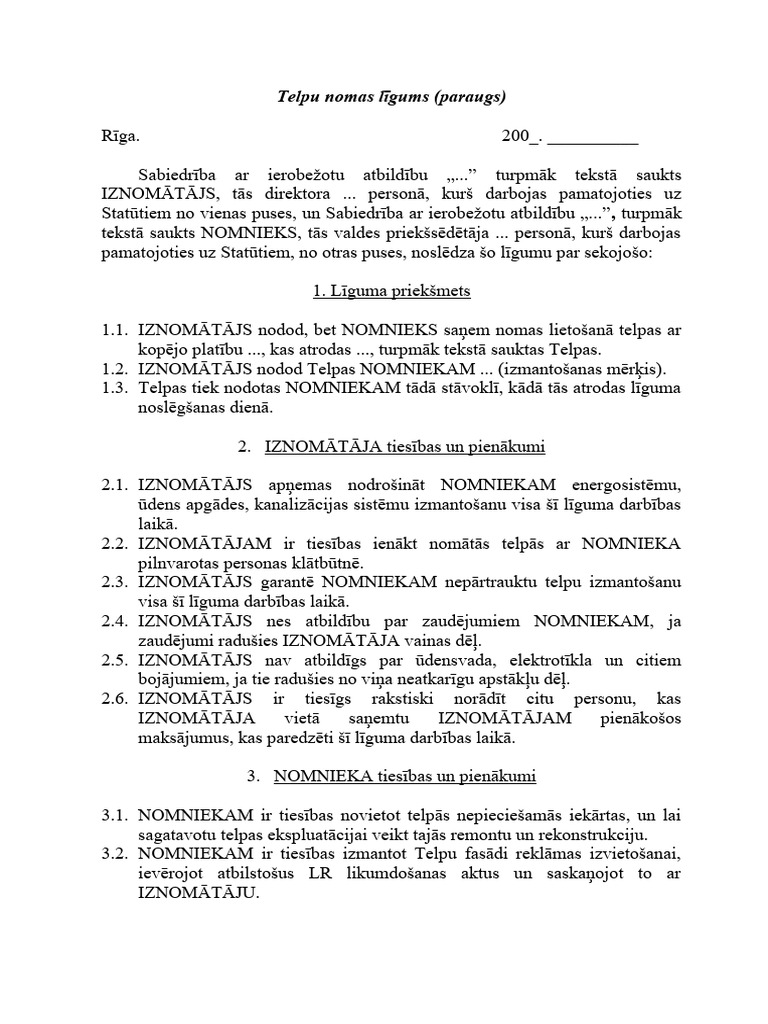 Telpu Nomas Ligums | PDF