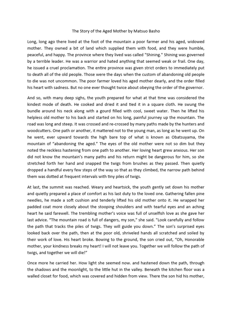 PT3 the Story of the Aged Mother by Matsuo Basho | PDF