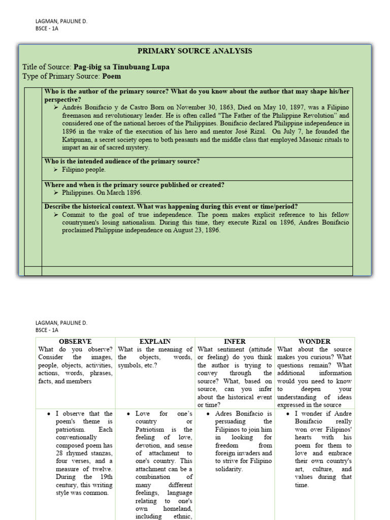 (Bonifacio, Poem) - Lagman, Pauline D. | PDF | General Fiction