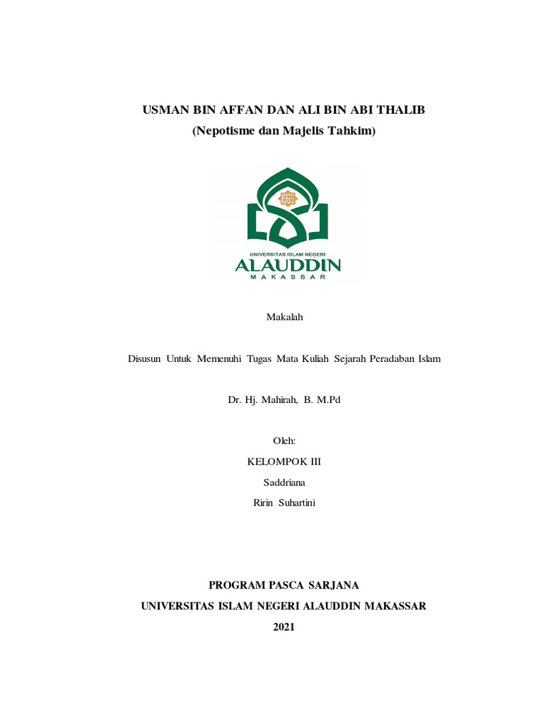 Utsman bin Affan dan Ali bin Abi Thalib | PDF | Agama & Spiritualitas
