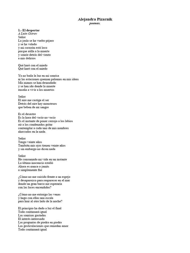 Poemas de amor y desamor de Pizarnik | PDF