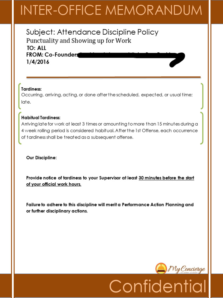 Attendance and Tardiness Policy Memo | PDF | Payroll | Sick Leave