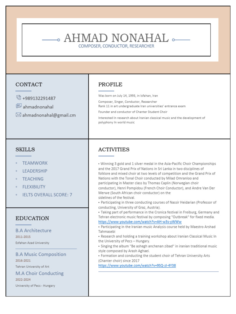 CV Designed | PDF | Choir | Musicology