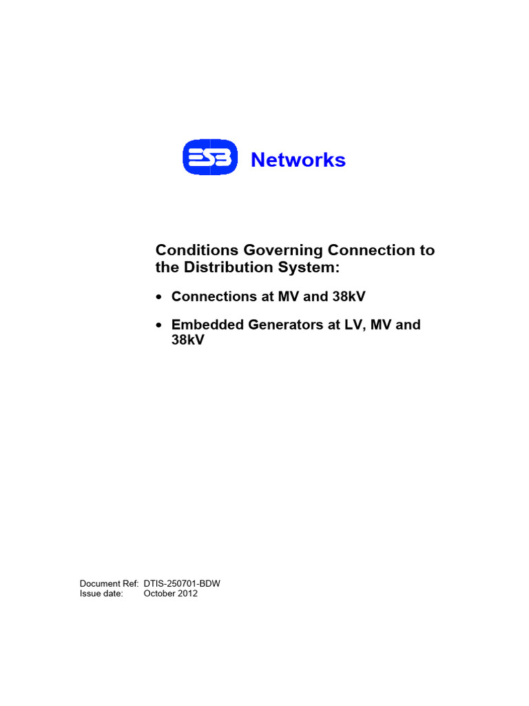 MV and 38kV Connection Guidelines | PDF | Mains Electricity | Electric ...