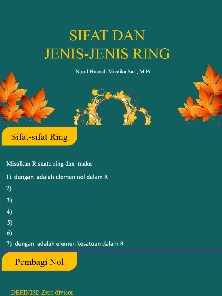Sifat dan Jenis-Jenis Ring dalam Matematika | PDF | Metode & Bahan Ajar