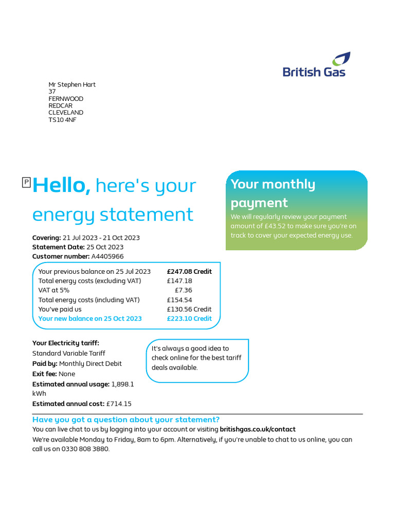 Gas Bill | Download Free PDF | Credit Card | Power (Physics)
