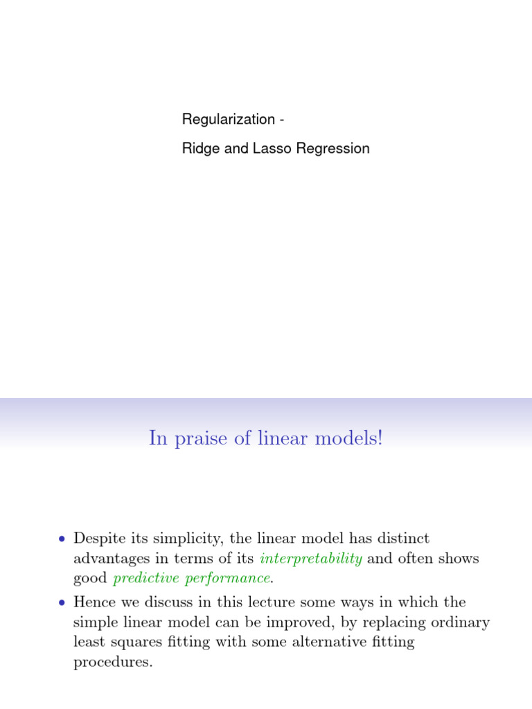 Slides Ridge Lasso Regression | PDF | Linear Regression | Least Squares