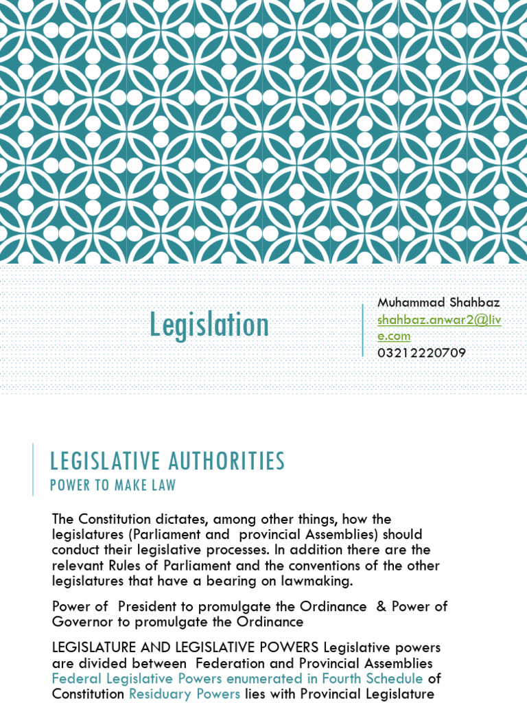 Legislation | PDF | Parliament Of Pakistan | Bill (Law)