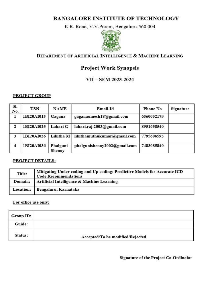 Project Synopsis-ICD | PDF | Usability | Health Care