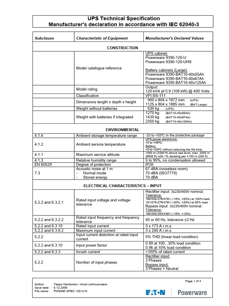 IEC 62040-3 Sample Report | PDF | Battery Charger | Quantity