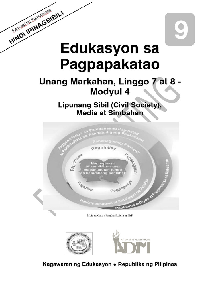 Esp9 - q1 - Mod4 - Lipunang Sibil Media at Simbahan - v5 3 | PDF