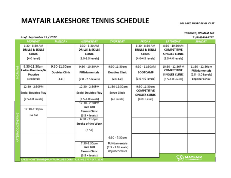 Lakeshore-Tennis-Schedule-Fall-2022 | PDF
