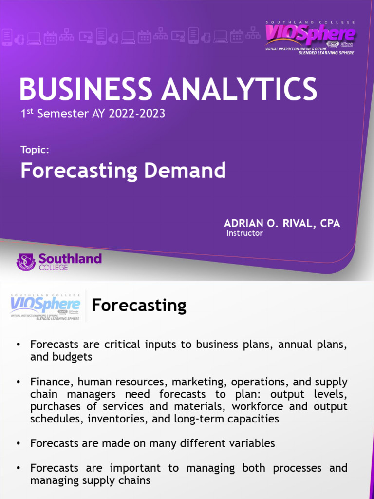 Forecasting Demand - SC PPT - 1st Sem 22-23 | PDF | Errors And Residuals | Forecasting