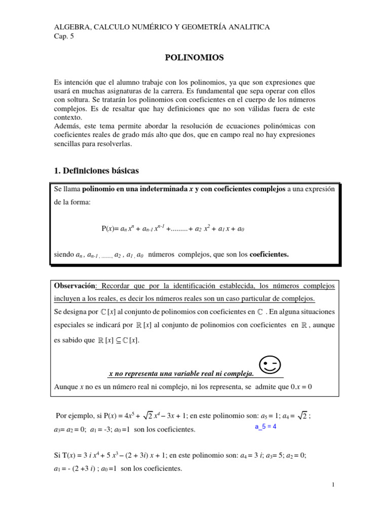Apunte de POLINOMIOS UNLP - Parte1 | PDF | Número complejo | Factorización