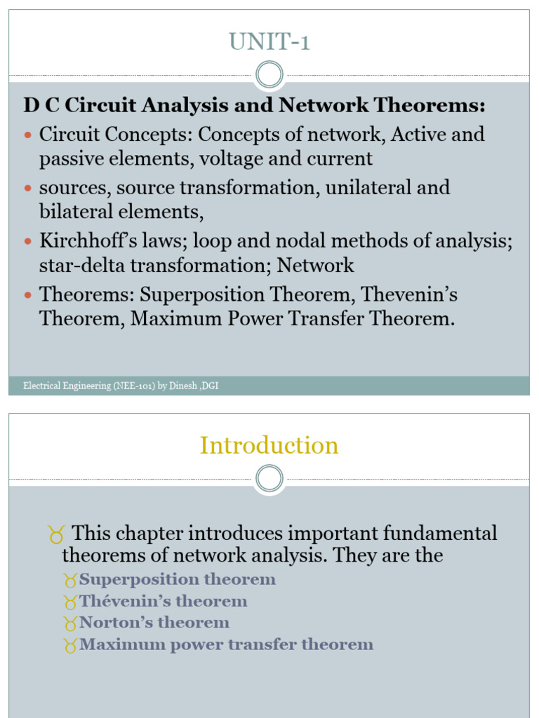 Unit 1 | PDF | Electrical Network | Network Analysis (Electrical Circuits)