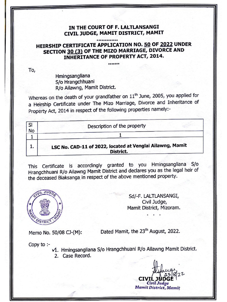 Heirship Certificate | PDF
