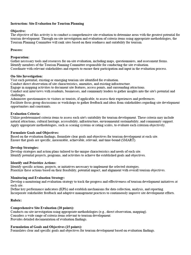 Midterm Interim Assessment - Tourism Planning | PDF | Evaluation | Goal