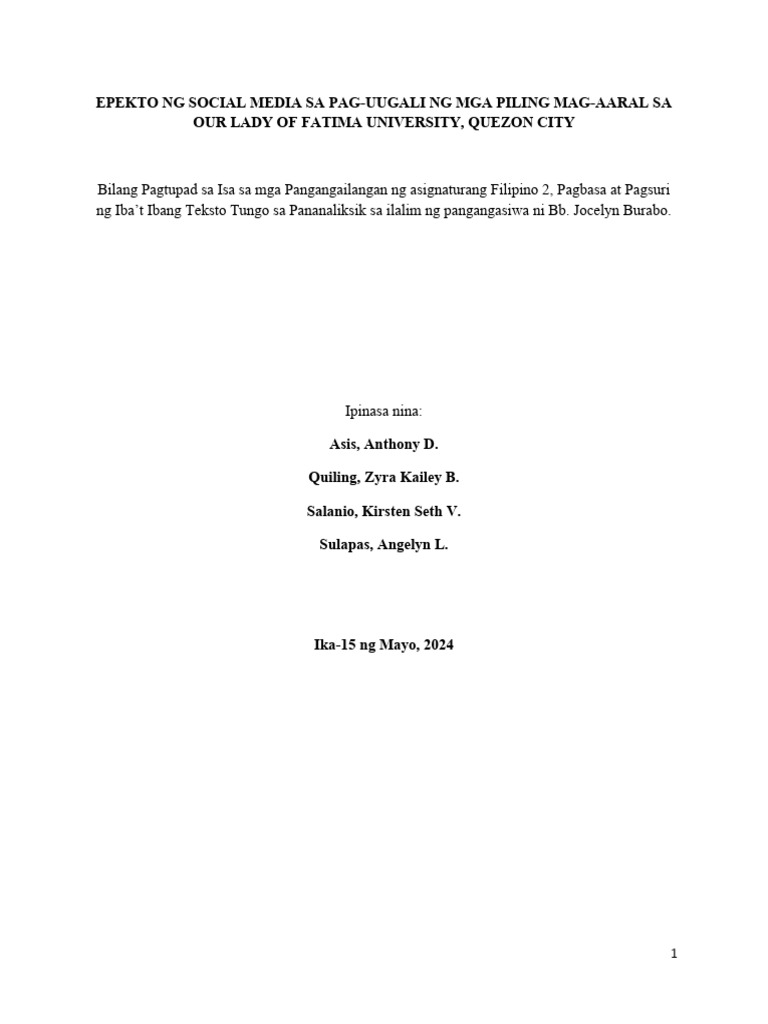 Research Paper Filipino 2 | PDF